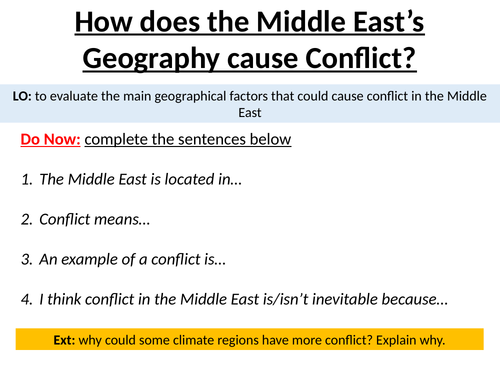 Middle East Conflict Scheme of Work - Geography | Teaching Resources
