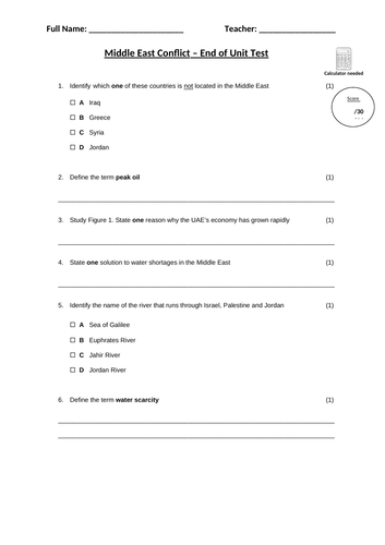 Middle East Conflict Scheme of Work - Geography | Teaching Resources
