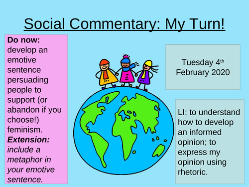 Social Commentary - Complete SoL and Knowledge Organiser | Teaching ...