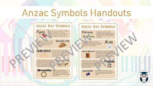 Anzac Day - Symbols Handouts/Posters and Worksheets | Teaching Resources