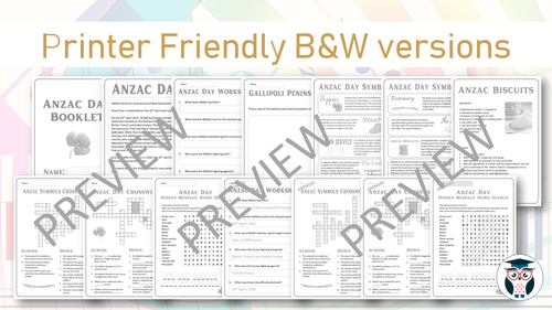 Anzac Day - Symbols Handouts/Posters and Worksheets | Teaching Resources