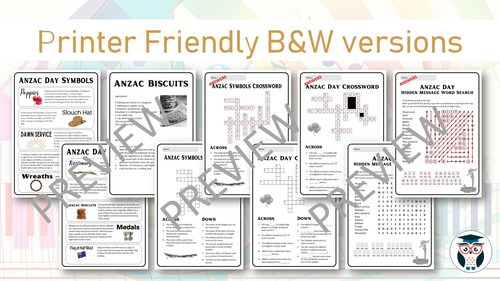 Anzac Day - Symbols Handouts/Posters and Worksheets | Teaching Resources