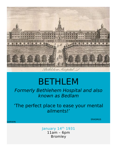 STARTER - BEDLAM ESCAPE ROOM | Teaching Resources