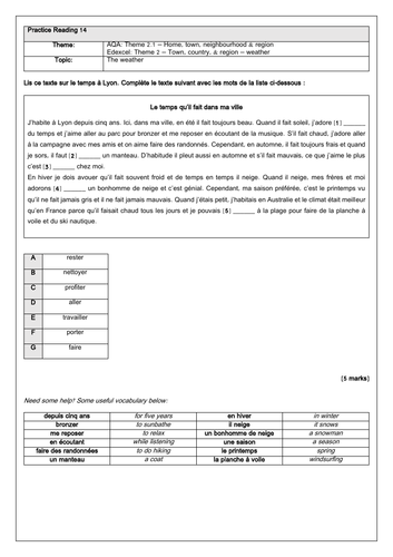 Reading Exam Practice - French GCSE | Teaching Resources