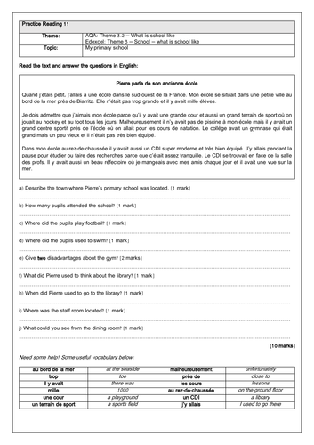 Reading Exam Practice - French GCSE | Teaching Resources