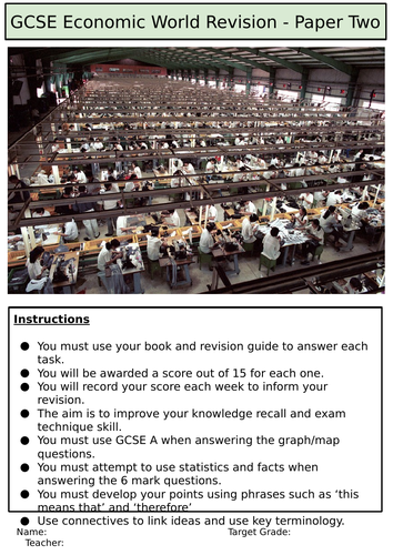 AQA GCSE Geography Paper 2 Revision Booklet | Teaching Resources