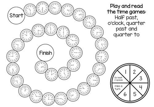 Telling the time board games: Maths - analogue clock games for all ...