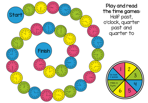 Telling the time board games: Maths - analogue clock games for all ...