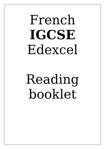 French GCSE Reading practice booklet | Teaching Resources