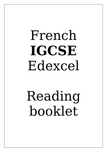 French GCSE Reading practice booklet | Teaching Resources