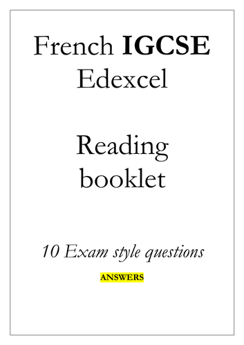 French GCSE Reading practice booklet | Teaching Resources