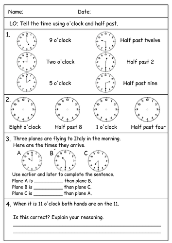 Tell the time worksheet | Teaching Resources