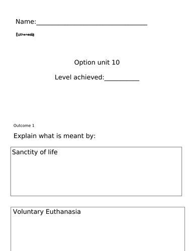 SEND GCSE RS Workbook: Religion and Life - Euthanasia - Islam ...