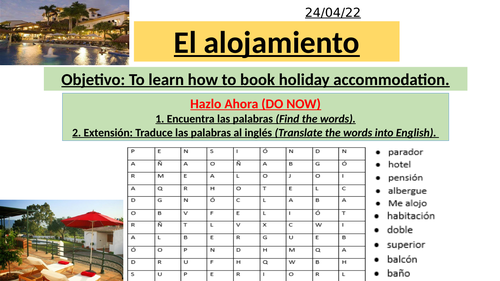 Accommodation KS3 Beginner's Spanish - PPT, Wordsearch and Worksheet ...
