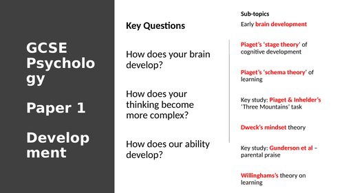 Edexcel GCSE 1-9 Psychology - Development Revision | Teaching Resources