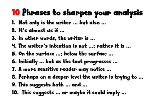 Verbs and phrases to sharpen your analysis | Teaching Resources