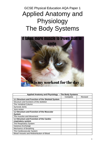 AQA GCSE PE A&P Body Systems Workbooks | Teaching Resources