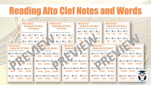 Reading Alto Clef Notes - Handouts, 22 Worksheets and Answer sheets ...