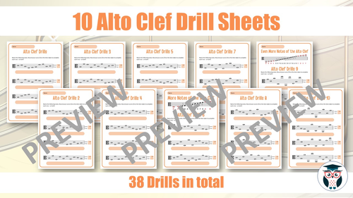 Reading Alto Clef Notes - Handouts, 22 Worksheets and Answer sheets ...