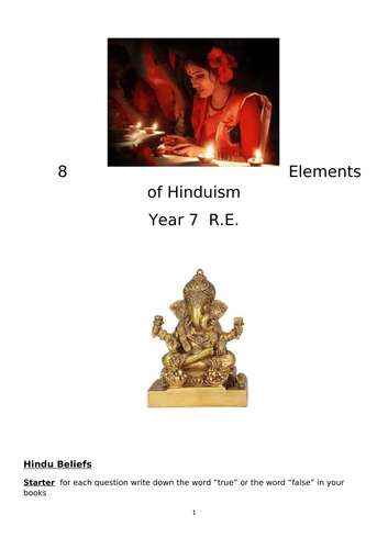 Year 7 RE Hinduism - Beliefs and Worship | Teaching Resources