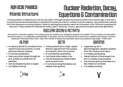 AQA GCSE PHYSICS Paper 1 Revision Booklets for 2022 Advance Information ...