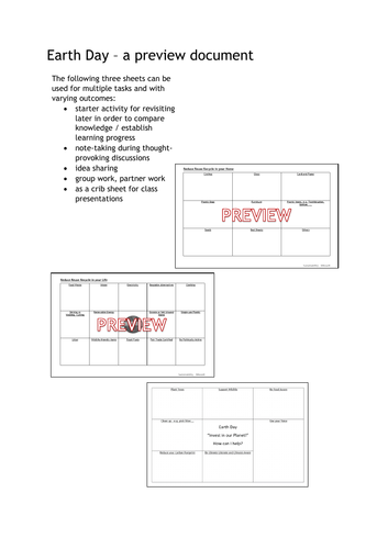 Earth day activities discussion research | Teaching Resources