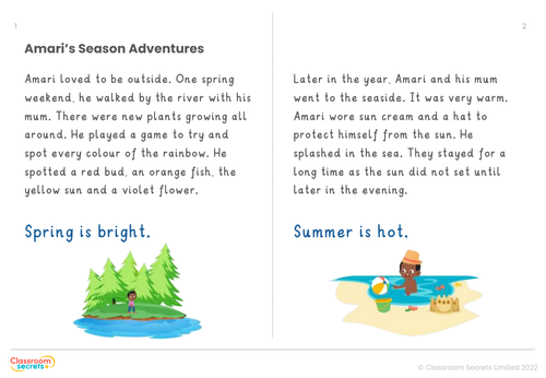 Year 1 Reading Skills - Amari's Season Adventure | Teaching Resources
