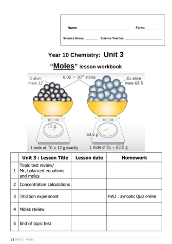 GCSE CombSci/Chem : MOLES | Teaching Resources