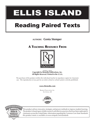 Ellis Island - Social Studies - Paired Texts - Fiction to Nonfiction ...
