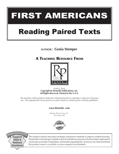First Americans - Social Studies - Paired Texts - Fiction to Nonfiction ...