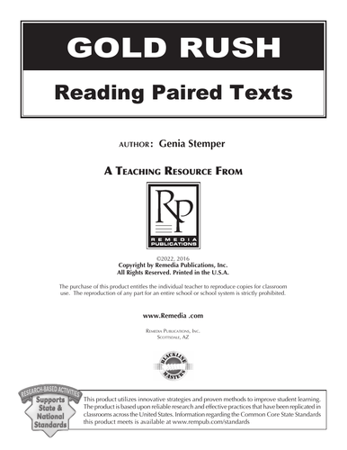 Gold Rush - Social Studies - Paired Texts - Fiction to Nonfiction ...