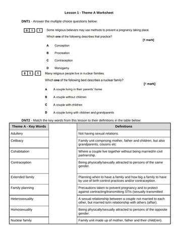 Theme A Worksheets for Prezi - Paper 2 - Religious Studies - GCSE - AQA ...