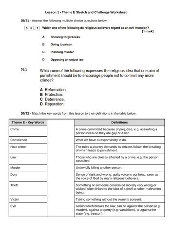 Theme E Worksheets for Prezi - Paper 2 - Religious Studies - GCSE - AQA ...