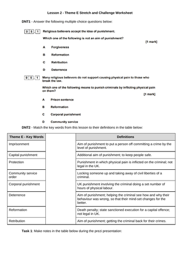 Theme E Worksheets for Prezi - Paper 2 - Religious Studies - GCSE - AQA ...