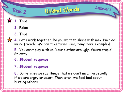 Unkind words - KS1 | Teaching Resources