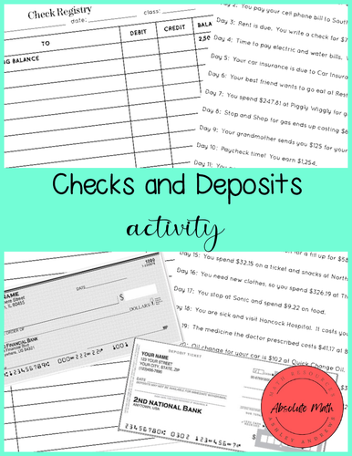 Checks and Deposits Activity | Teaching Resources