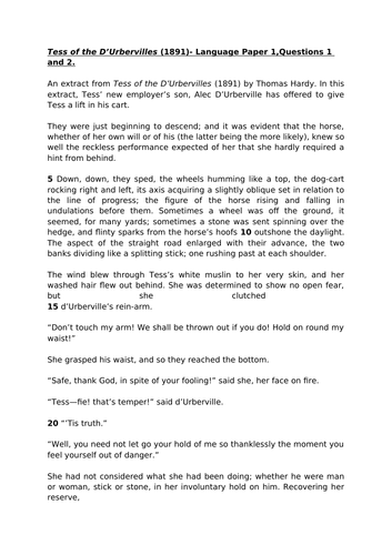 Mega bundle of Edexcel Language Paper 1 short answer questions ...