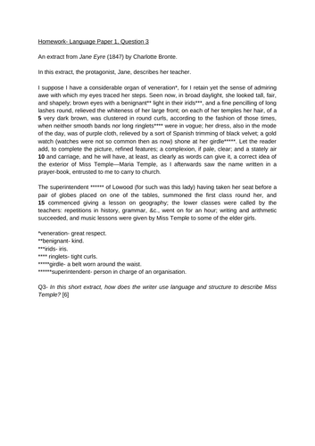 Mega bundle of Edexcel Language Paper 1, Question 3 exam style ...