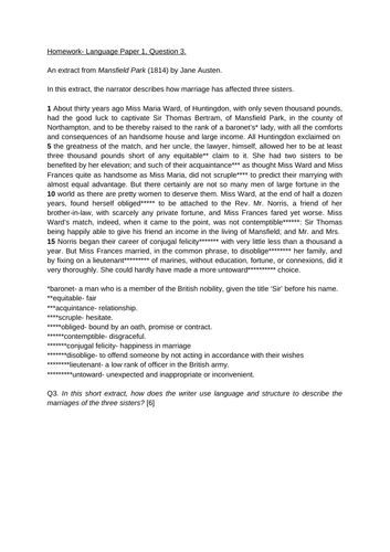 Mega bundle of Edexcel Language Paper 1, Question 3 exam style ...