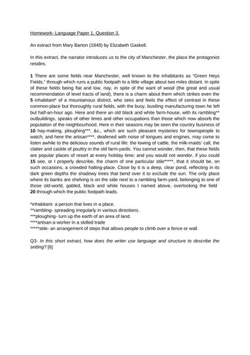 Mega bundle of Edexcel Language Paper 1, Question 3 exam style ...