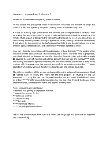 Mega bundle of Edexcel Language Paper 1, Question 3 exam style ...