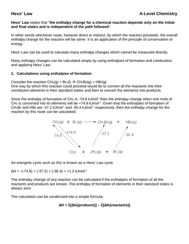 Hess' Law | Teaching Resources