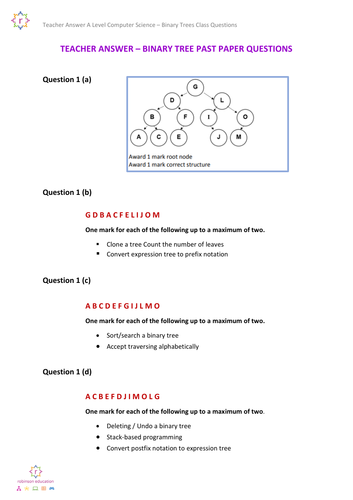 Binary Trees A Level Computer Science presentation - WJEC | Teaching Resources
