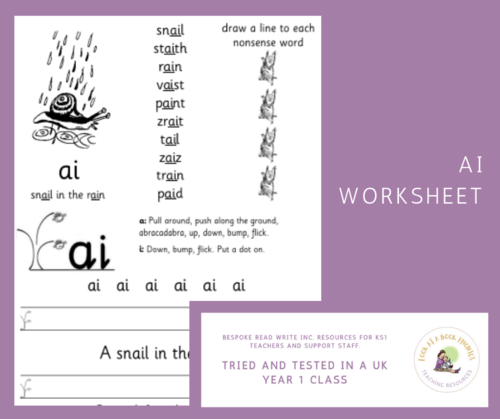 RWI Set 3 Sound Worksheets | Teaching Resources