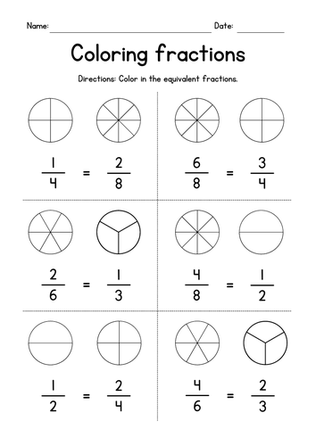 Fractions Worksheets BUNDLE - Counting & Coloring Activities - Test ...