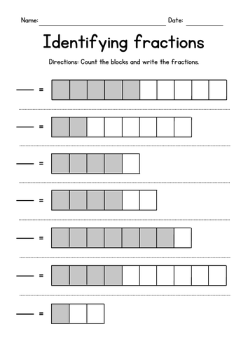 Fractions Worksheets BUNDLE - Counting & Coloring Activities - Test ...