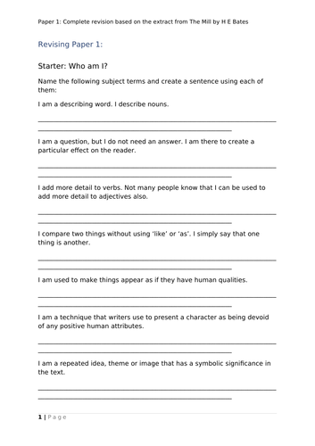 AQA GCSE English Paper 1 complete revision- two outstanding lessons ...