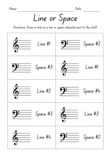 Line or Space Music Worksheets | Teaching Resources
