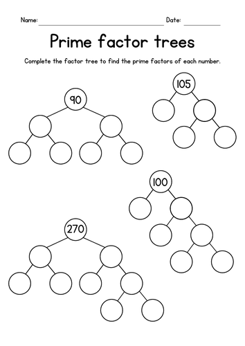 Factoring Worksheets BUNDLE - GCF and LCM, Prime Factor Trees - Math ...