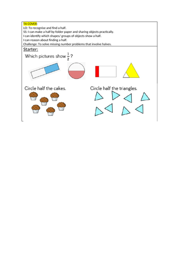 White Rose Spring Block 5 Fractions Year 3 - Equal parts, Find a half ...